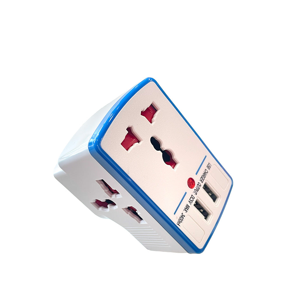 Universal Adaptor, 13A 3-way, 2 USB port, W966U2 – Sonee Hardware