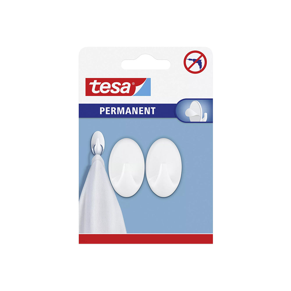 Tesa Permanent Hooks Oval White 2 Hooks S – Sonee Hardware